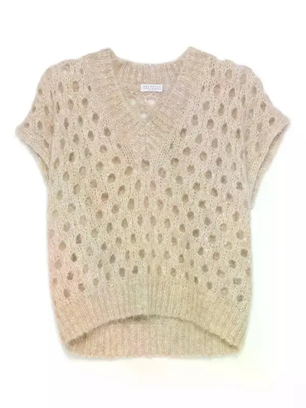 Brunello Cucinelli V-neck Open-knit Vest