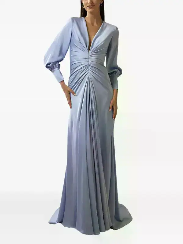 Nicole Miller V-Neck Long Sleeve Maxi Dress In Purple - 28% Off |  Editorialist