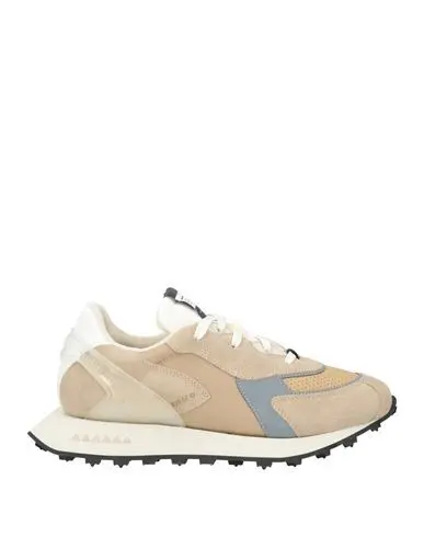 RUN OF Sand Leather And Textile Sneakers - Beige