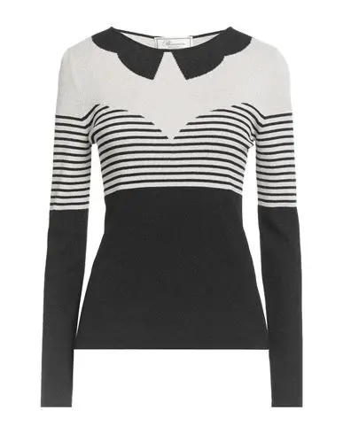 Blumarine Striped Metallic Knit Sweater - Black