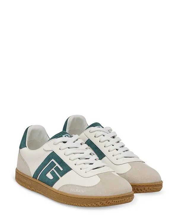 Balmain Swan Lace Up Sneakers - Emerald/white