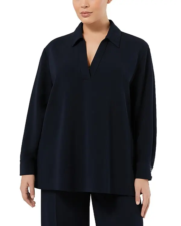 Marina Rinaldi Split Neck Top - Midnightbl