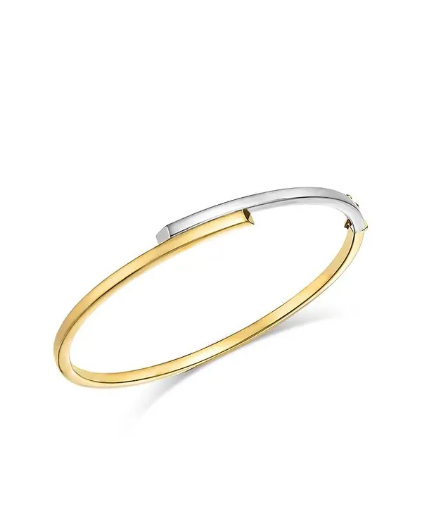 ALBERTO AMATI 14k White And Yellow Gold Bypass Bangle Bracelet