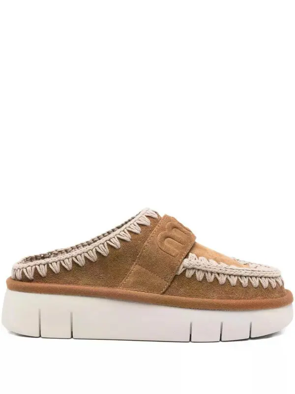 Mou 45mm Suede Platform Mules - Brown