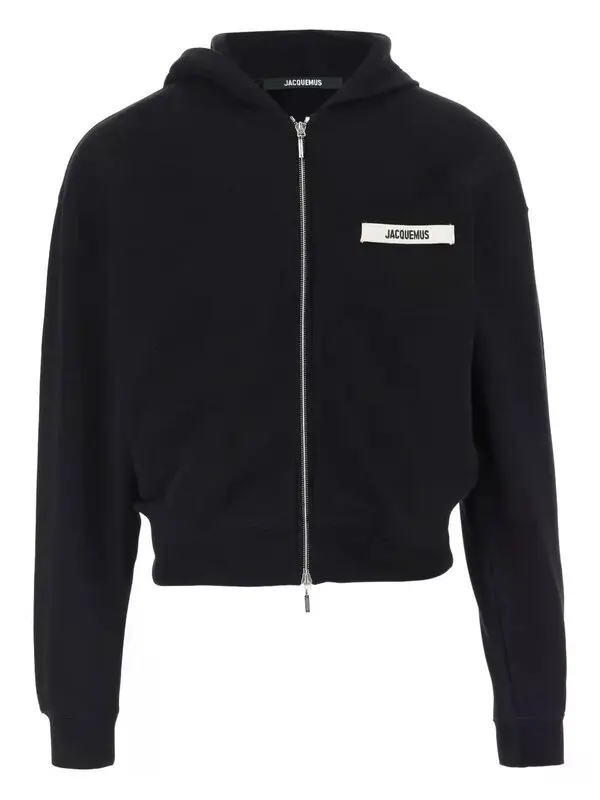 Jacquemus The Gros Grain Hooded Zip-up Sweatshirt - Black