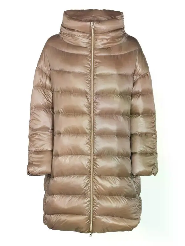 Herno Quilted High-neck Oversized Coat - Brown