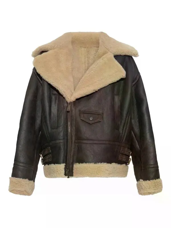 Dsquared2 Shearling-collar Leather Jacket - 143 - Brown