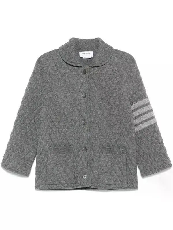 Thom Browne 4 Bar Stripes Quilted Jacket - Grey