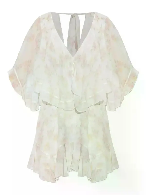 LoveShackFancy Avaline Ruffled Floral-print Dress - White