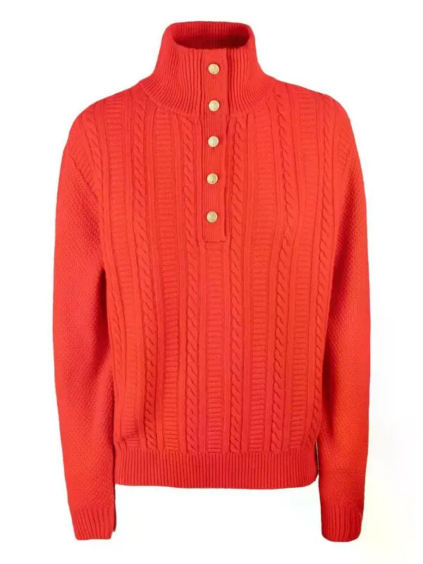 A.p.c. Thea Cable-knit Button Sweater - Red