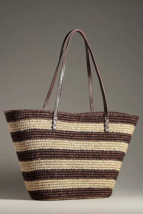 BEMBIEN Bieno Striped Raffia Tote Bag