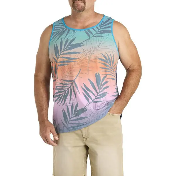 TRUE NATION BY DXL Big & Tall Multi Leaf Print Sleeveless T-shirt