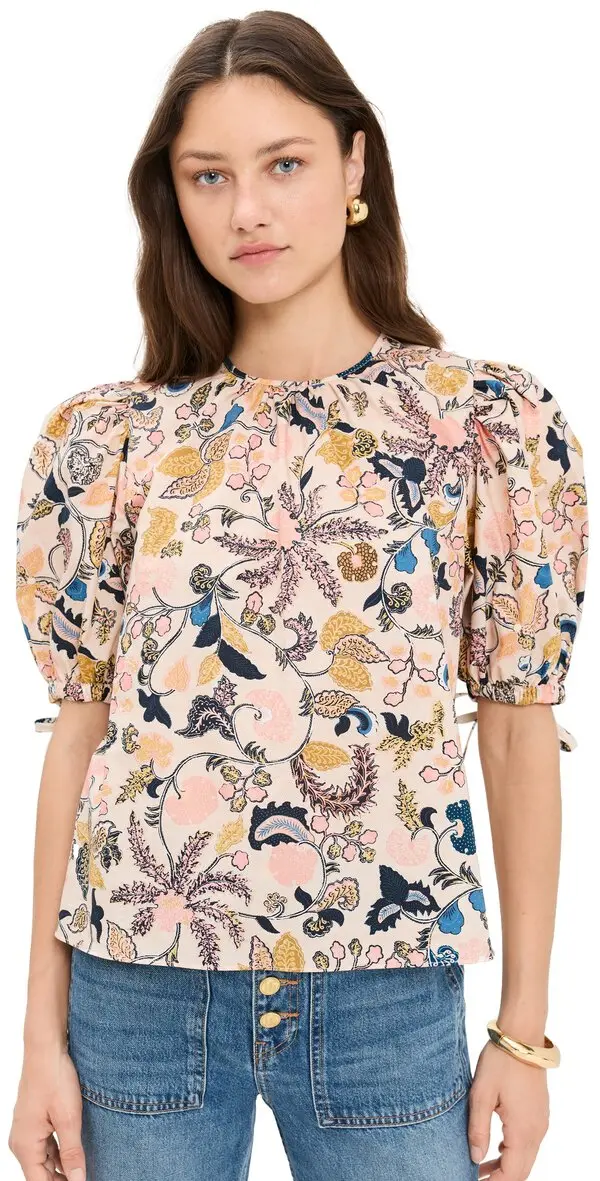 Ulla Johnson Coralie Short Sleeve Blouse - Magnolia