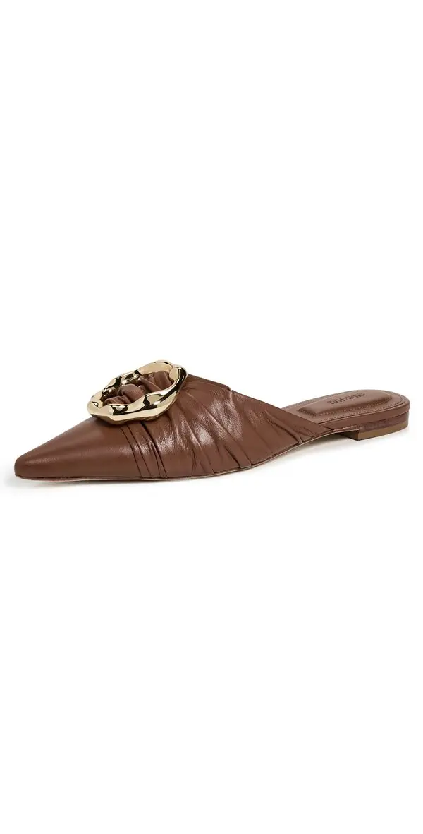Simkhai Belle Leather Pointed Toe Mules - Sable