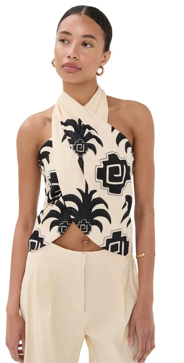 Johanna Ortiz Imagery Palm Print Halter Top