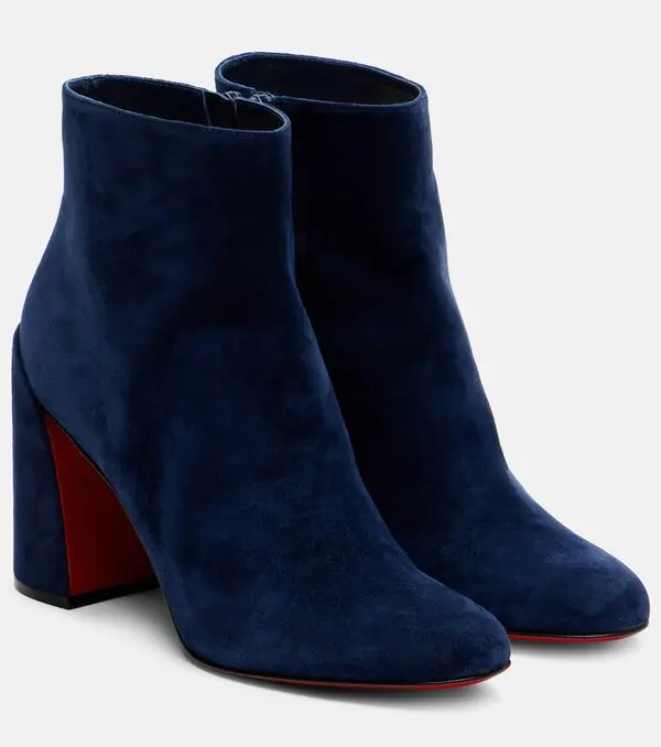 CHRISTIAN LOUBOUTIN Turela 85 Suede Ankle Boots - Blue