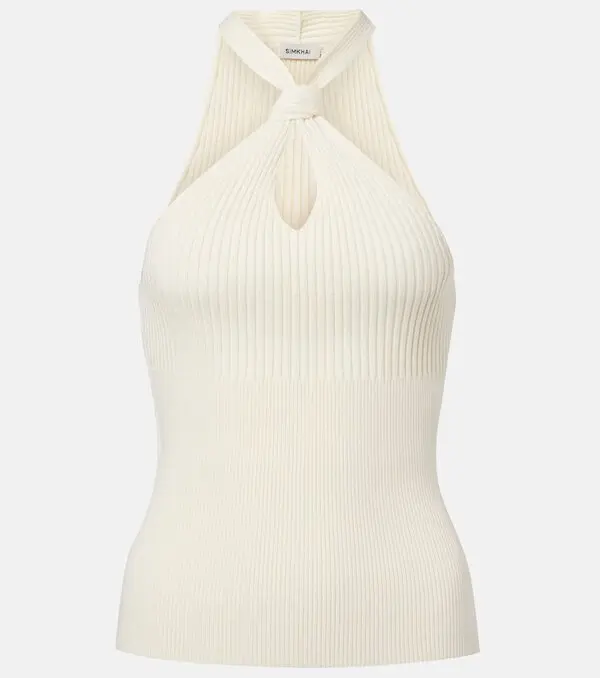 Simkhai Andrea Ribbed-knit Halterneck Top