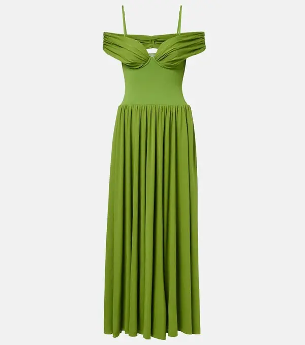 Simkhai Amarantha Draped Midi Dress - Green