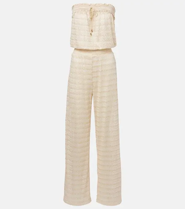 Melissa Odabash Viv Knitted Strapless Lamé Jumpsuit