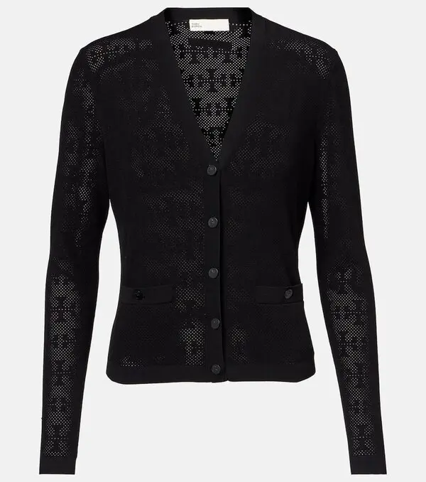 Tory Burch T Monogram Jacquard Cardigan - Black