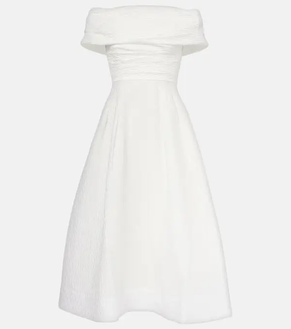 Rebecca Vallance Adalyn Off-shoulder Brocade Midi Dress - White