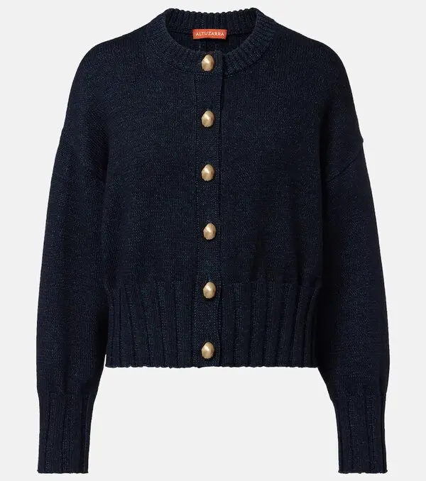 Altuzarra Liam Cotton And Silk-blend Cardigan - Blue