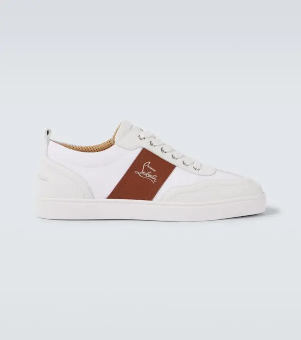 CHRISTIAN LOUBOUTIN Leather-trimmed Canvas Sneakers - White