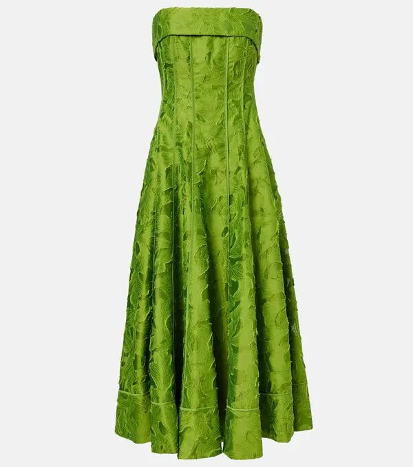 Simkhai Imogen Jacquard Bustier Dress - Green
