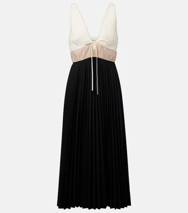Simkhai Stephanie Pleated Poplin Midi Dress