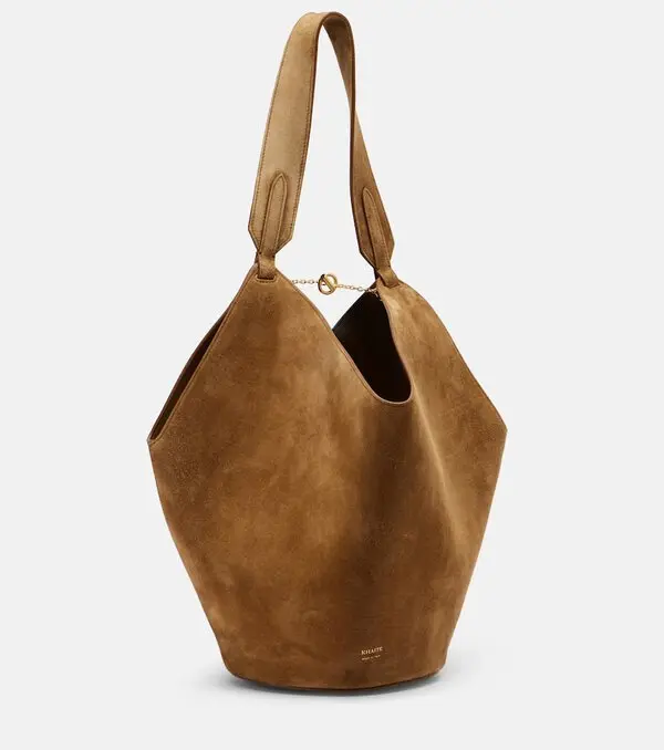 Khaite Lotus Small Suede Tote Bag - Brown