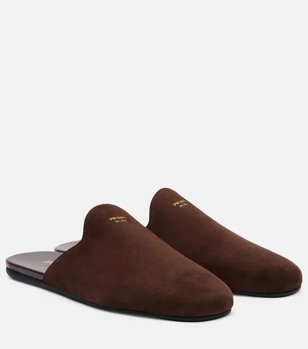 Prada Suede Mules - Brown