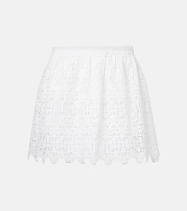 FRAME The Deco Embroidered Cotton Miniskirt
