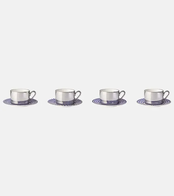 POLSPOTTEN Aunty Set Of 4 Espresso Cups And Saucers - Silver