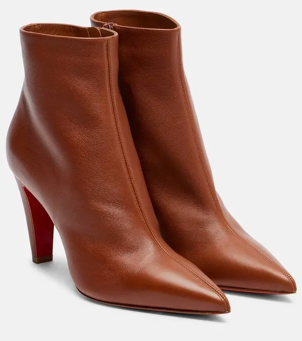 CHRISTIAN LOUBOUTIN Vibella 85 Leather Ankle Boots - Brown