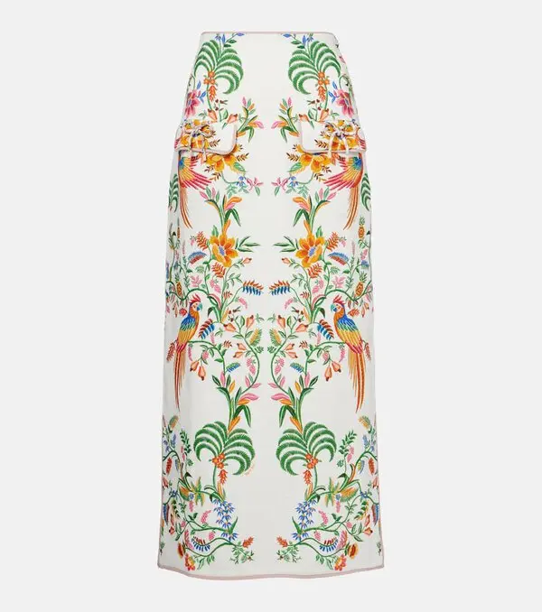 Farm Rio Printed Linen Midi Skirt - Multicoloured