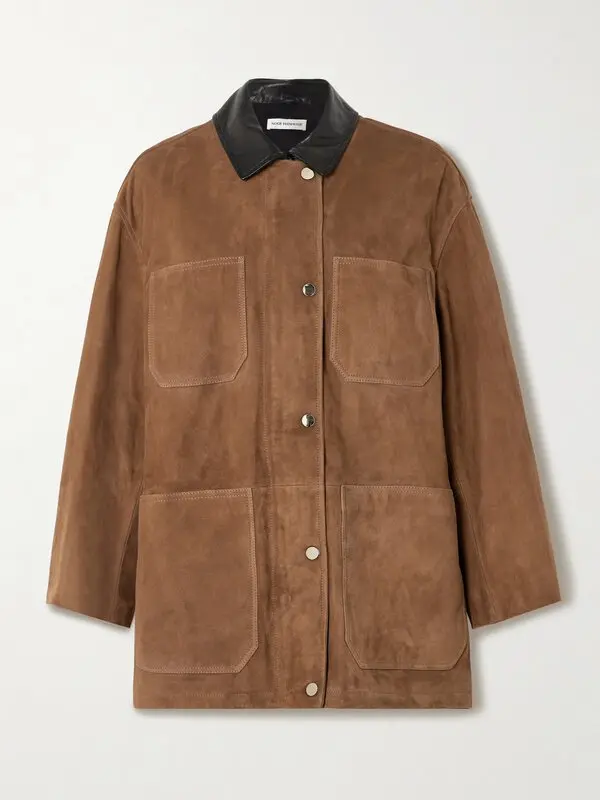 Nour Hammour Barn Leather-trimmed Suede Jacket