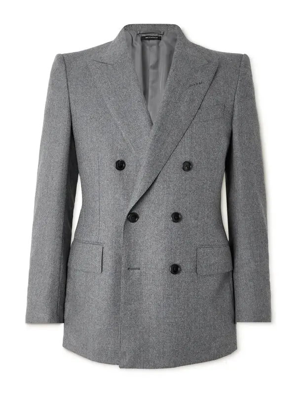 TOM FORD Dyllan Double-breasted Wool-flannel Suit Jacket