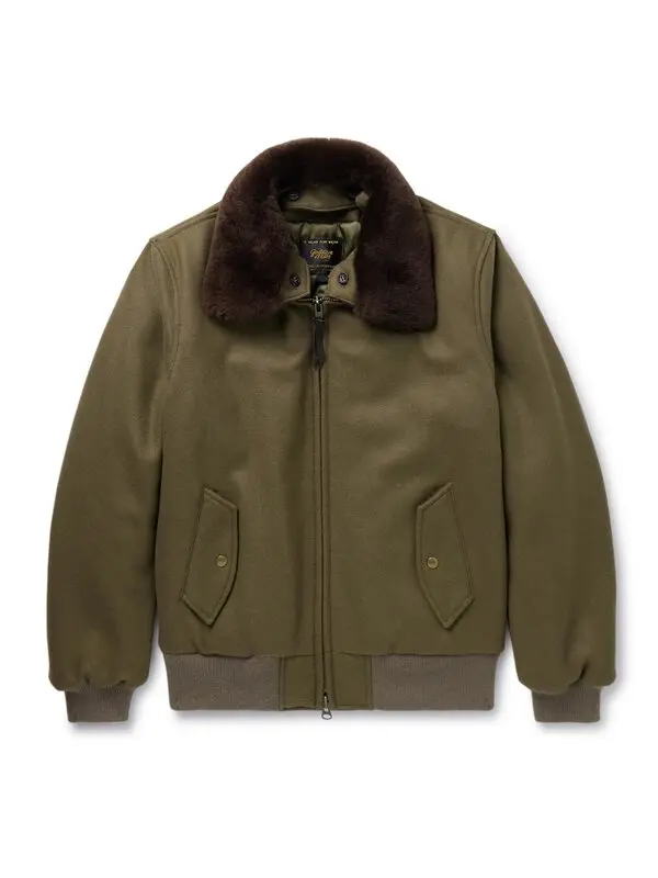 Golden Bear Shearling-trimmed Padded Wool-felt Bomber Jacket