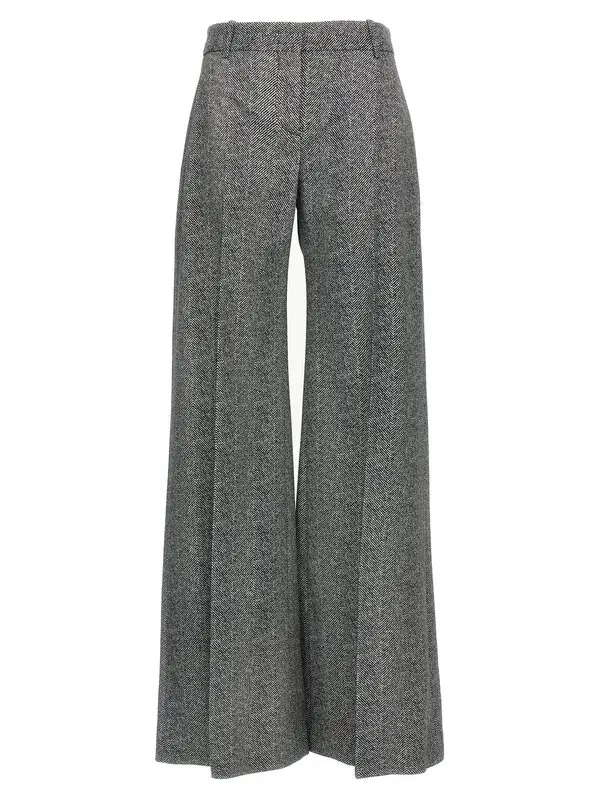 Ermanno Scervino Herringbone Viscose Trousers - Gray