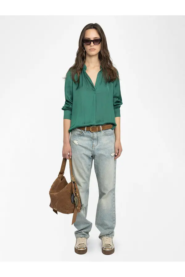 Zadig&Voltaire Striped Jacquard Satin Blouse - Green
