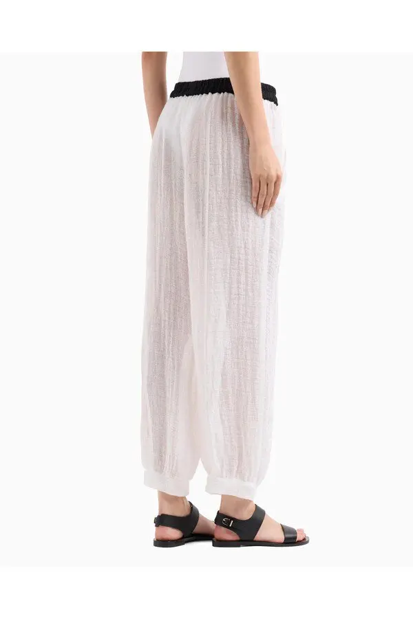 Giorgio Armani Linen Blend Mesh Trousers - White