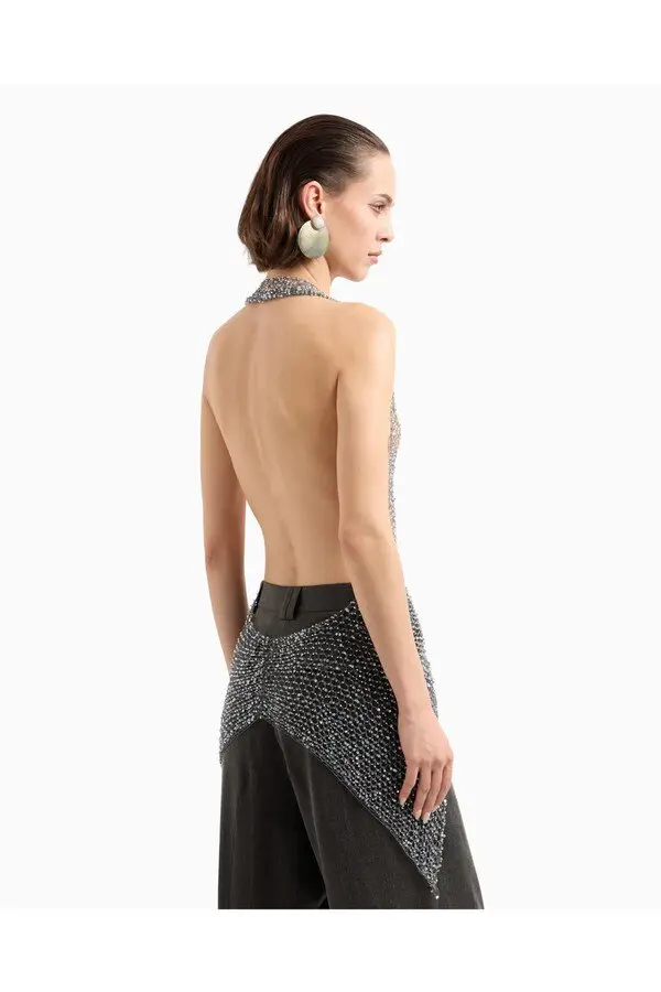 Giorgio Armani Mesh Top With Bead Embroidery