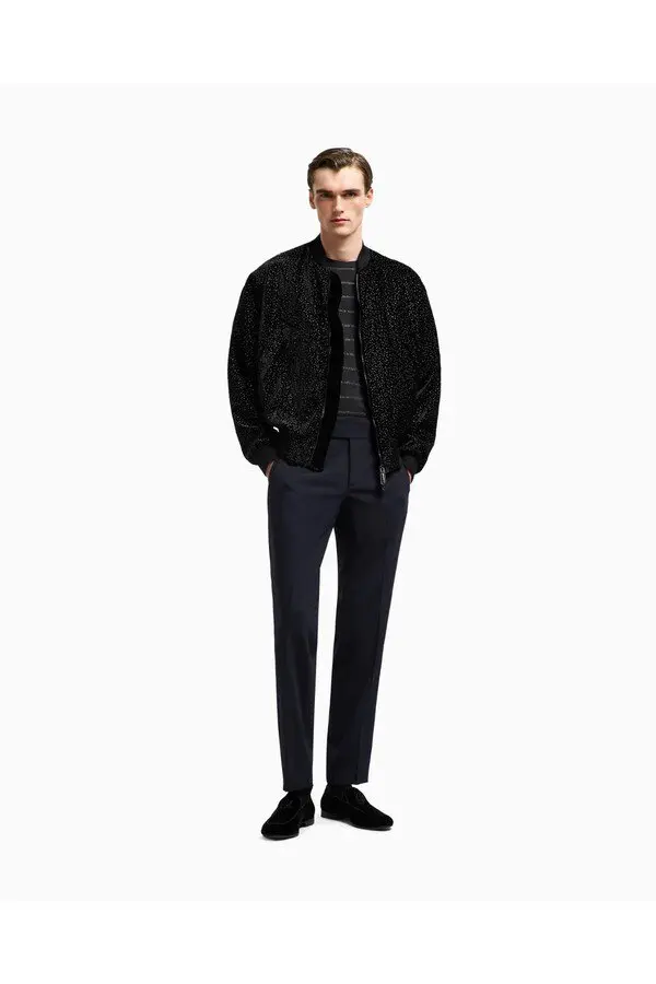 Giorgio Armani Virgin Wool Crêpe Trousers - Navy