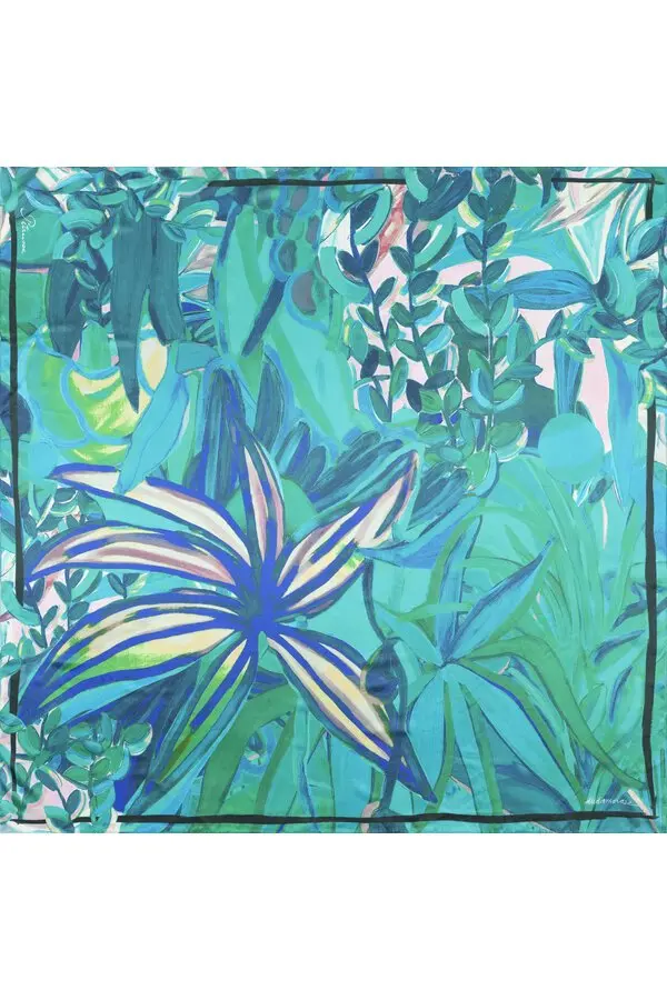 PETRUSSE Silk Square Scarf 130 Duda Emerald