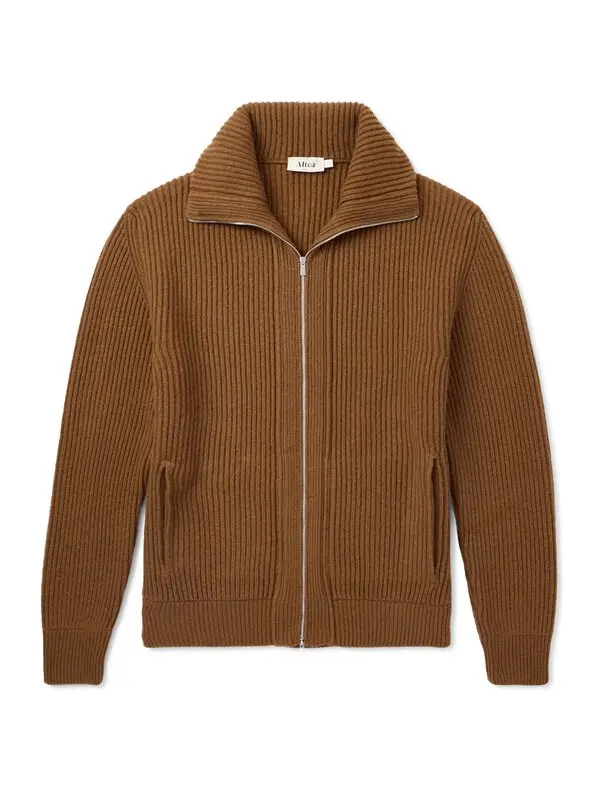 Altea Ribbed Wool Zip-up Cardigan