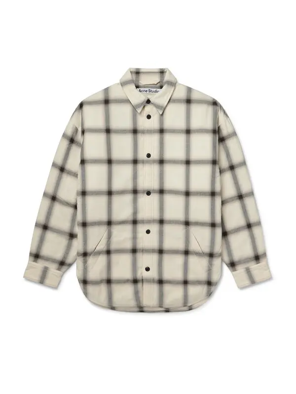 Acne Studios Osara Oversized Padded Checked Cotton-flannel Overshirt - Neutrals