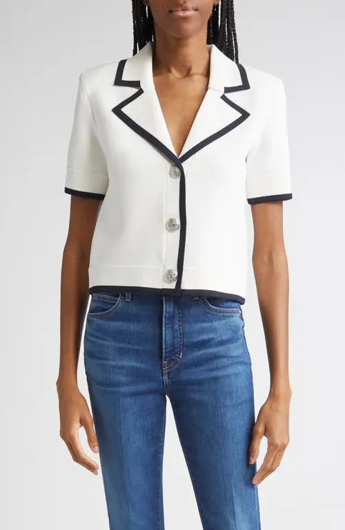 Veronica Beard Stovall Contrast Trimmed Knit Jacket - Off White