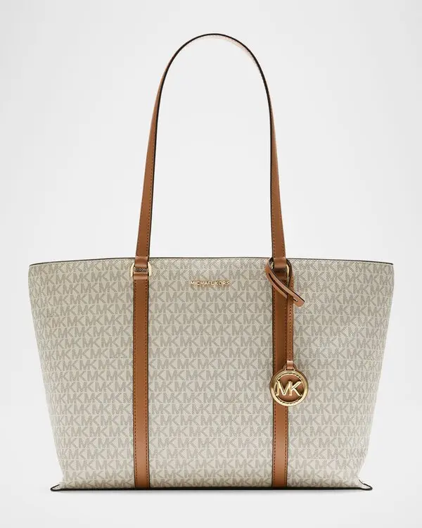 Michael Kors Temple Monogram Logo Tote - Vanilla/ac