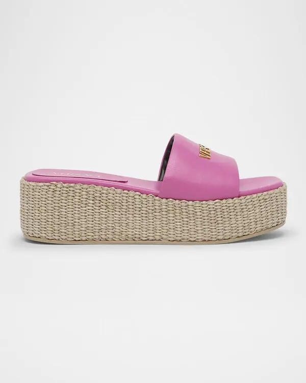 Versace Tag Platform Lambskin Leather Mules - 1pv9v-dragon Fruit-versace Gold