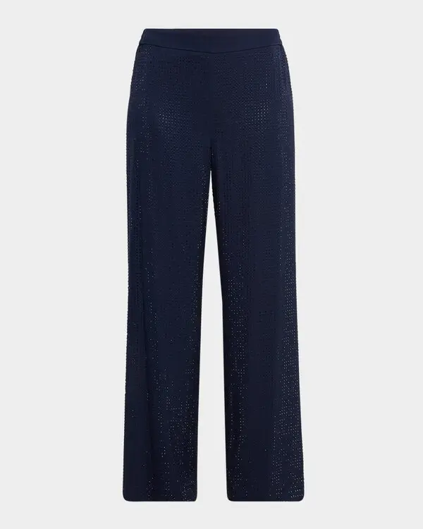 UNGARO Wide-leg Rhinestone Pants - Midnight Blue